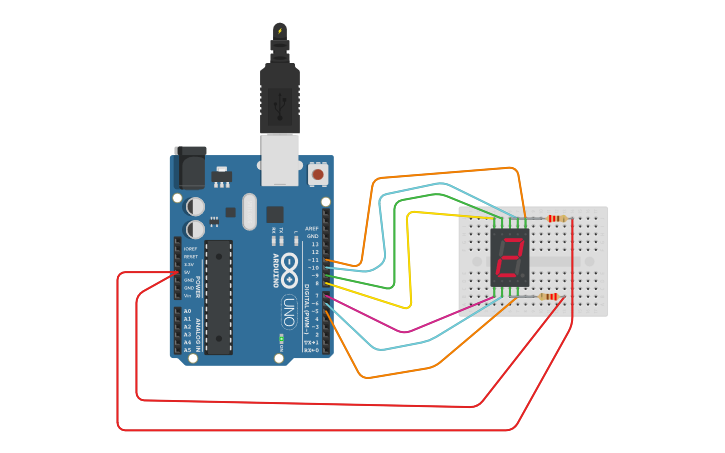 Circuit design 7 Segments - Tinkercad
