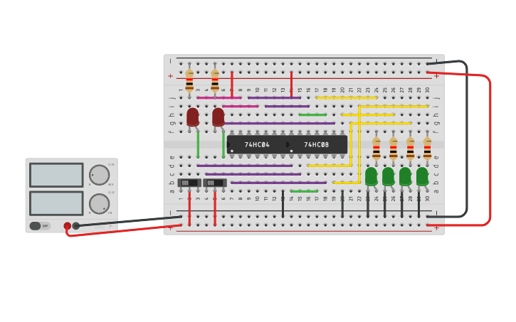 Circuit design 2 to 4 Decoder - Tinkercad