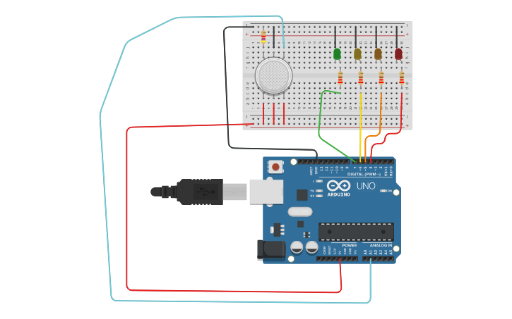 Circuit design Sensor gas - Tinkercad