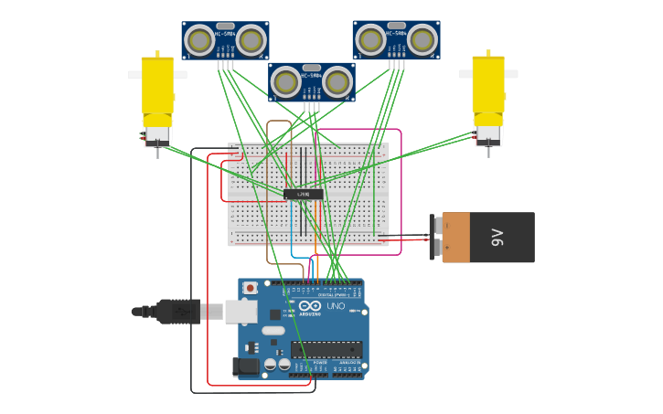 Circuit design Maze solver robot by HSK - Tinkercad