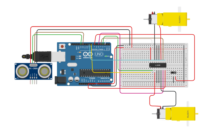 Circuit design Obstacle Avoiding Robot - Tinkercad