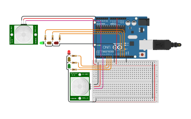 Circuit design Copy of Smart Traffic Light - Tinkercad