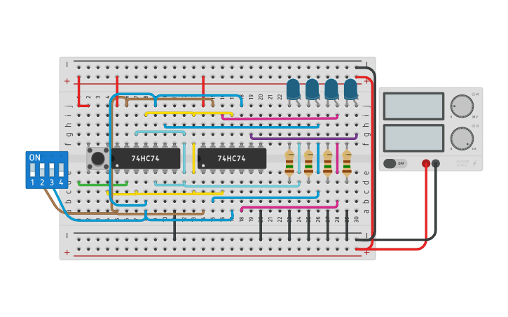 Circuit design Register SIPO - Tinkercad