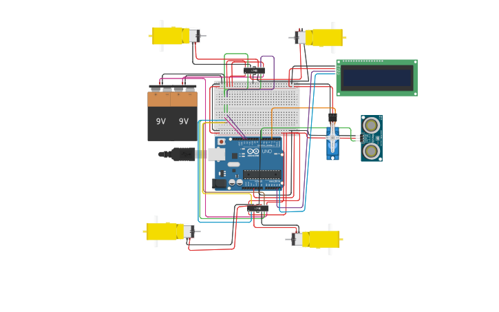 Circuit design Obstacle Avoiding Car - Tinkercad