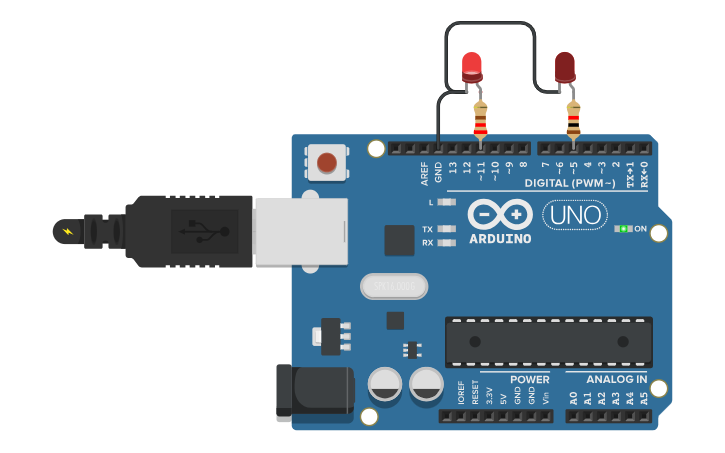 Circuit design 5: Railroad crossing - Tinkercad