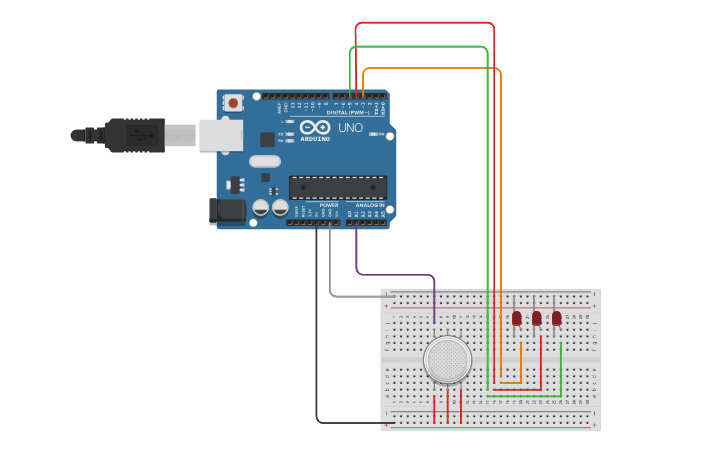 Circuit design "gas sensor | Tinkercad