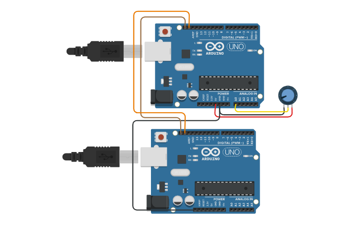 Circuit Design 2 Arduinos I2c Communication Tinkercad