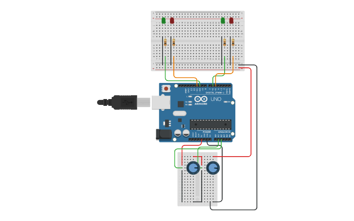 Circuit design Simulation Contrôle Moteurs - Tinkercad