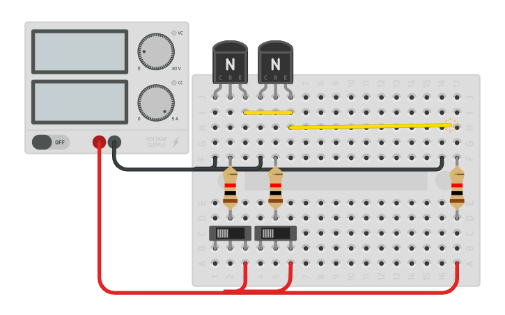Circuit design NOR GATE - Tinkercad