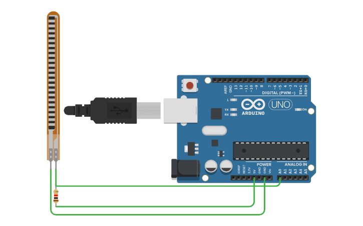 Circuit design Flex sensor - Tinkercad