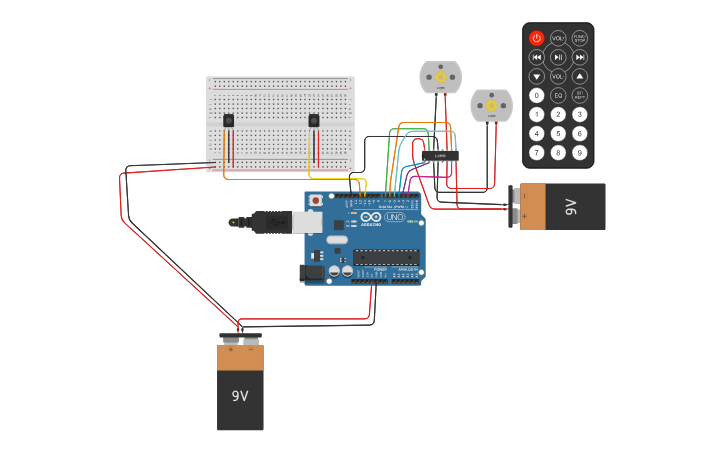 Circuit design Line Follower Robot - Tinkercad