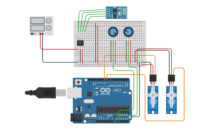 Circuit design Ornithopter Wing Servo - Tinkercad