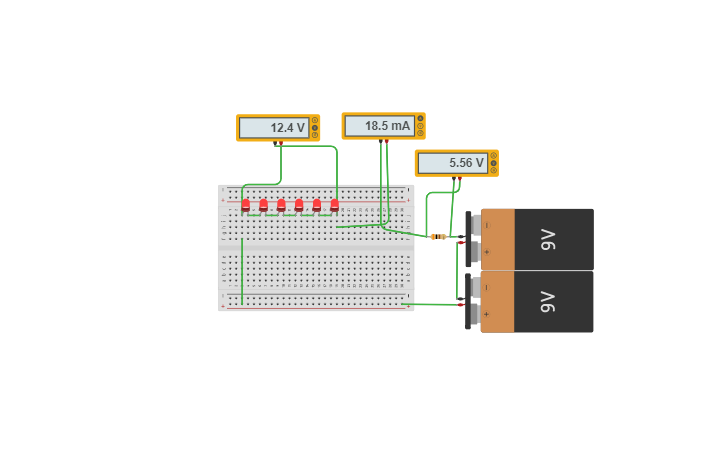 Circuit design 6 LED IN SERIES__SHASHANK M GOWDA_MAY 2023 | Tinkercad