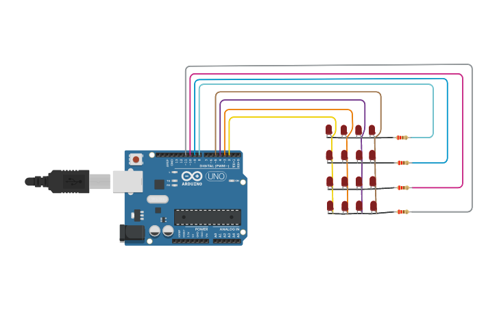 Circuit design LED Array | Tinkercad