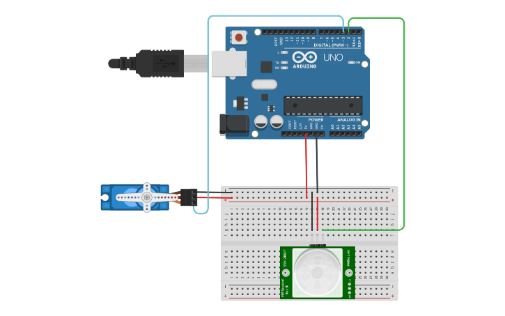 Circuit Design Motion Sensor Tinkercad