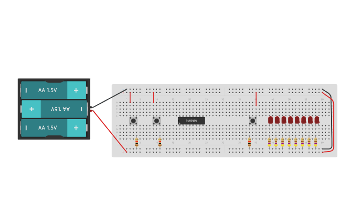 Circuit design Starter 8-bit Shift Register SIPO | Tinkercad