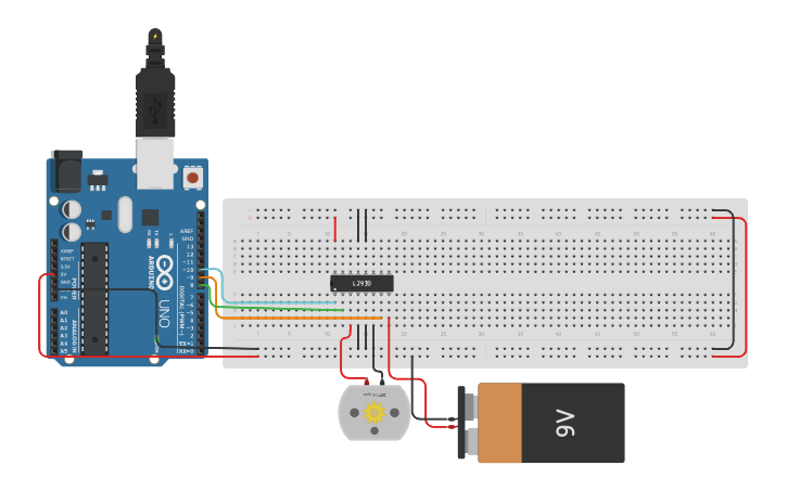Circuit design l293 con arduino - Tinkercad