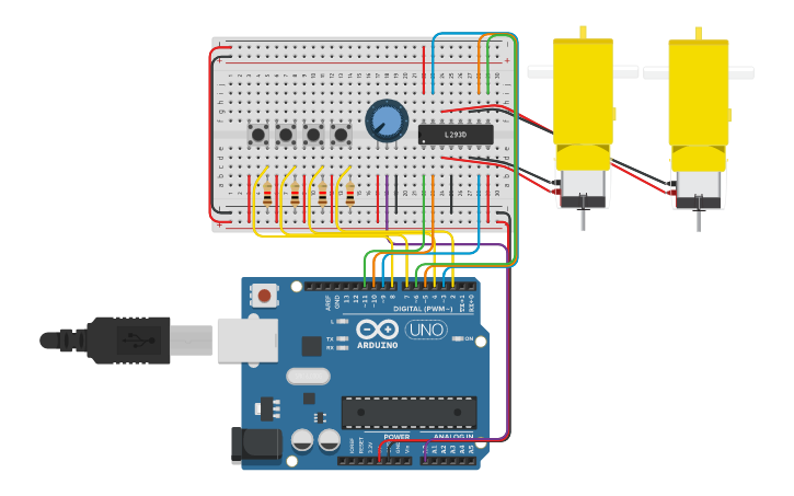 Circuit design Двигатель постоянного тока ардуино - Tinkercad