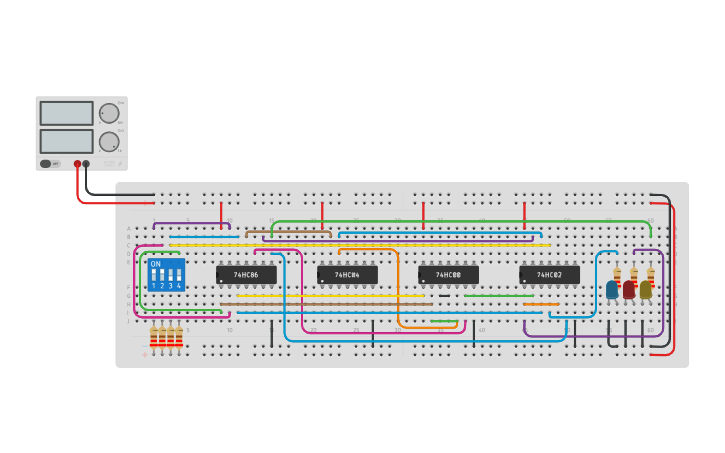 Circuit design 2 Bit Comparator using Logic Gates - Tinkercad
