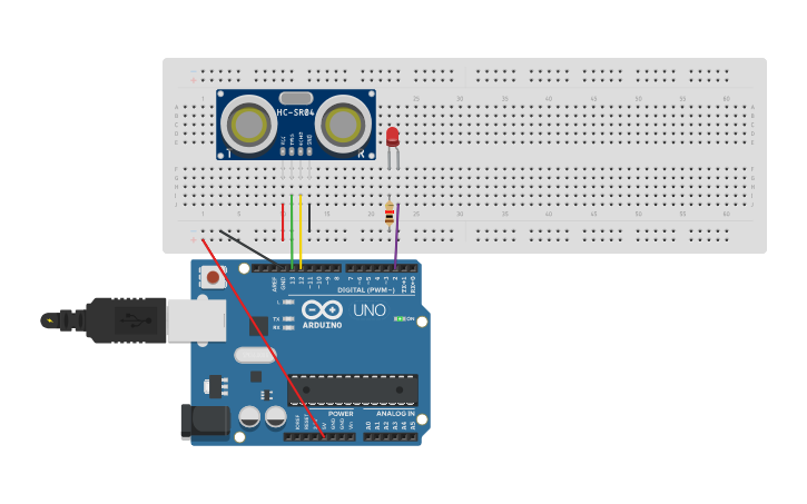 Circuit design CIRCUITO DE SENSOR DE DISTANCIA - Tinkercad
