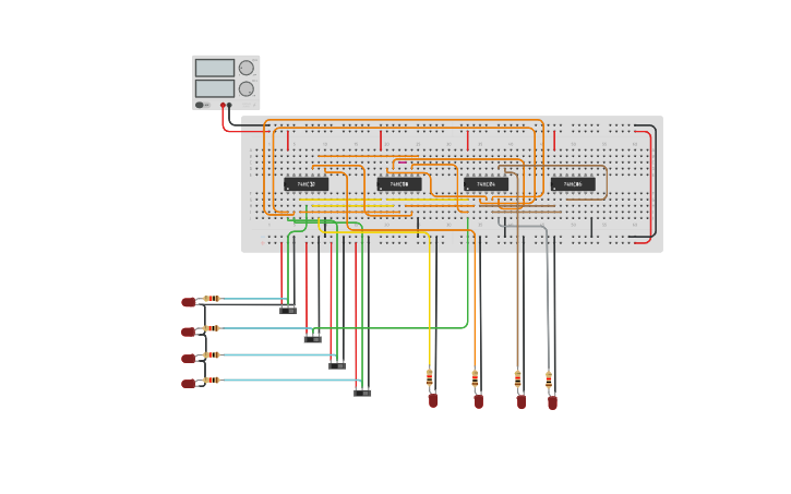 Circuit design BCD TO EXCESS 3 CONVERTER - Tinkercad