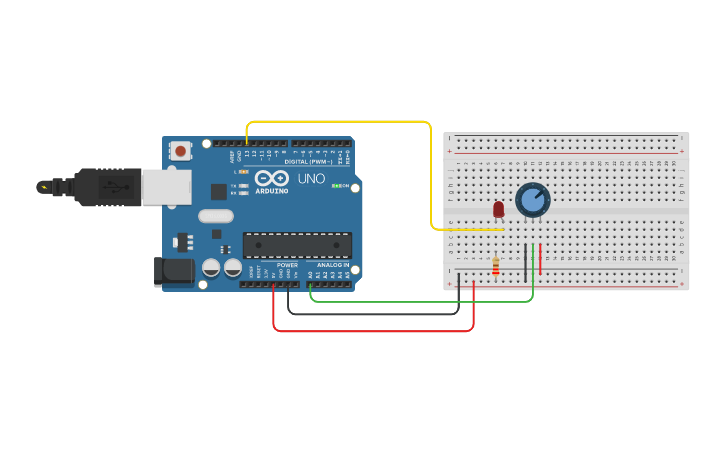 Circuit design Potentiometer - Tinkercad