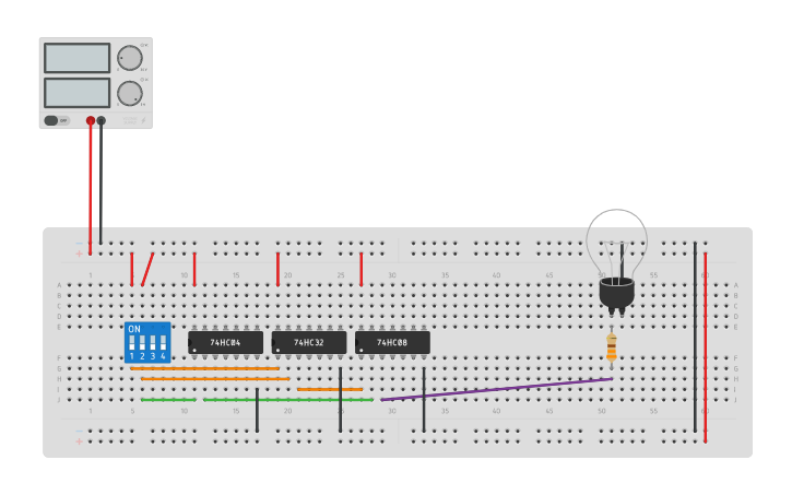 Circuit design esquema a+b·b(negado) - Tinkercad