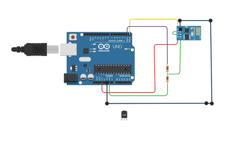 Circuit design Esp8266 with Thingspeak cloud-temp - Tinkercad
