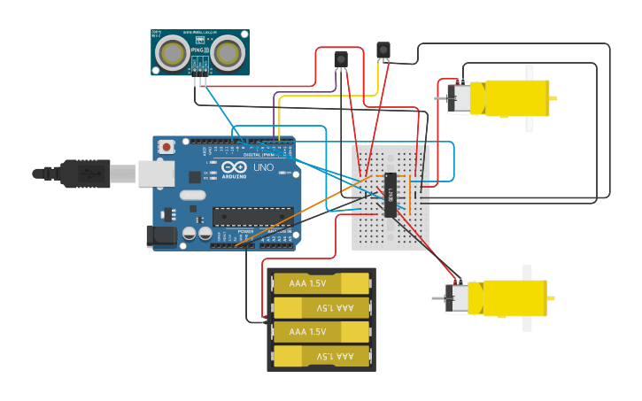 Circuit design Sumo Robot - Tinkercad