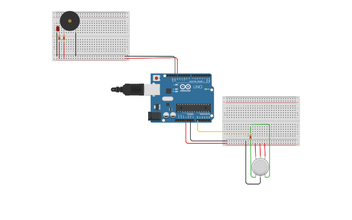 Circuit design Basic smoke alarm - Tinkercad