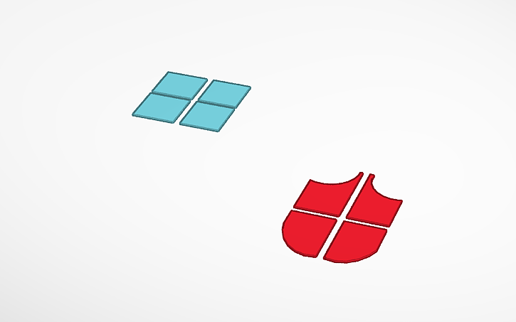 3D design Windows 11 Logo and Windows Defender Logo - Tinkercad
