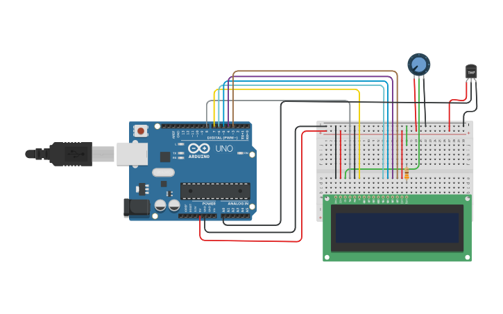 Circuit design Sensor Suhu dengan LM35 dan LCD - Tinkercad