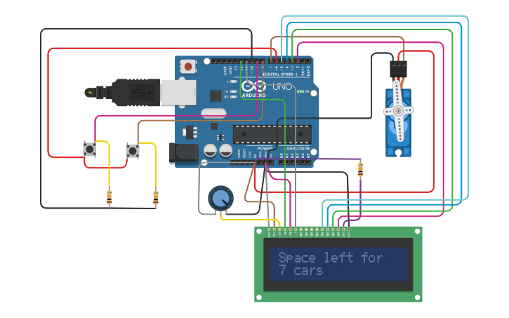 Circuit design Automatic Car Parking System - Tinkercad