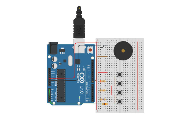 Circuit design Teclado Musical | Tinkercad
