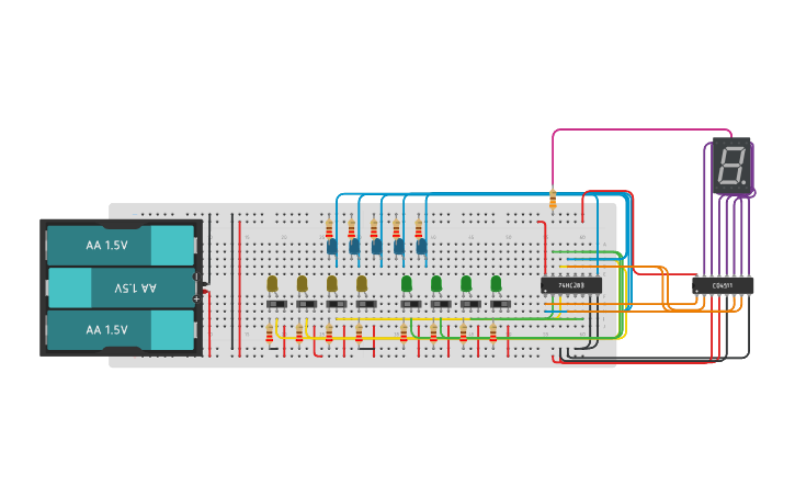 Circuit design 4-bit adder - Tinkercad