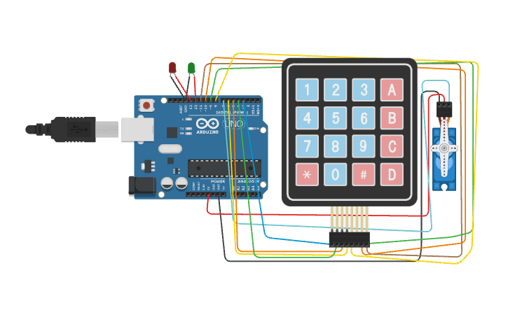 Circuit design Keypad Door Lock | Tinkercad