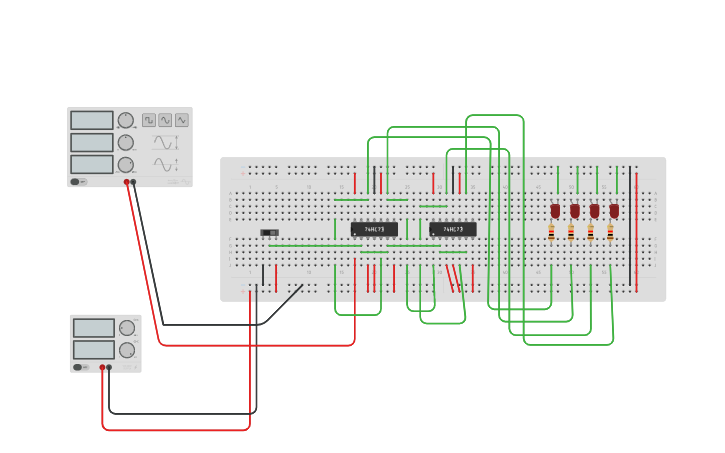 Circuit Design Binary Ripple Counter Tinkercad