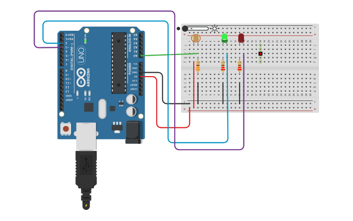 Circuit Design Ldrphotoresistorwithtwoleds Tinkercad