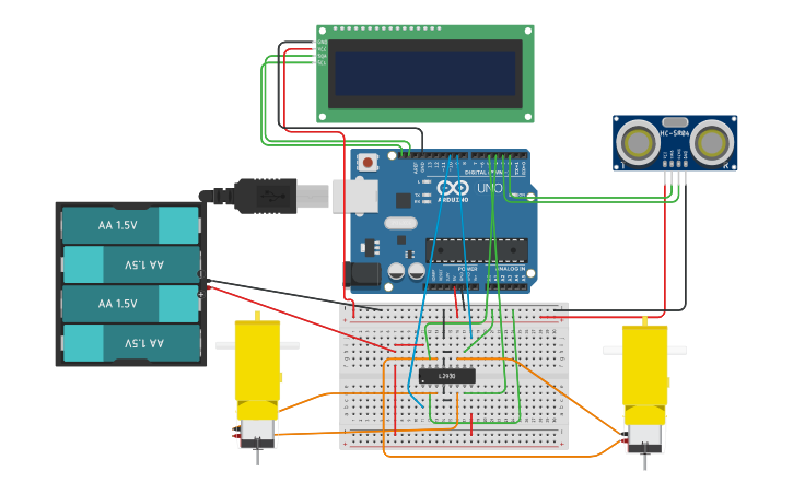 Circuit Design Obstacle Avoidance Robot Tinkercad