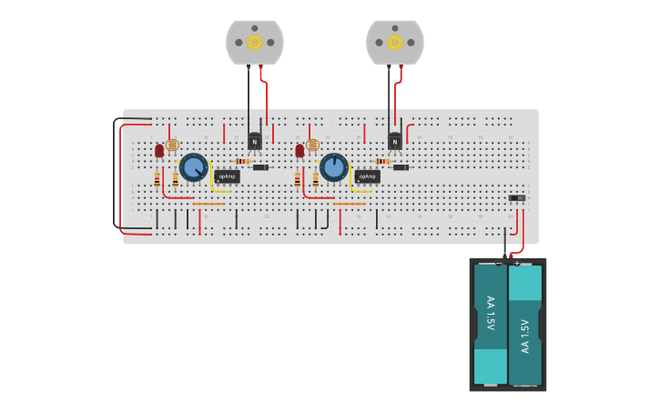 Circuit design (1.46) Carro Sigue Linea - Tinkercad