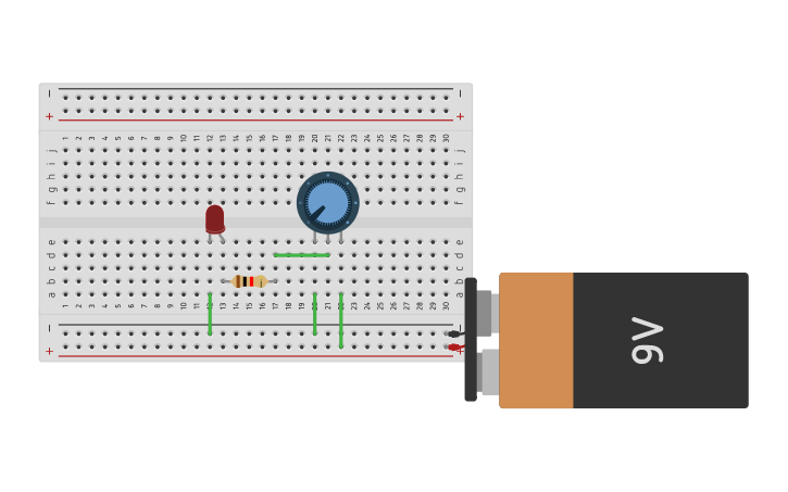Circuit Design Led Connected With Battery Through Variable Resistor