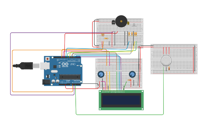 Circuit design Weather Monitoring and alert system - Tinkercad
