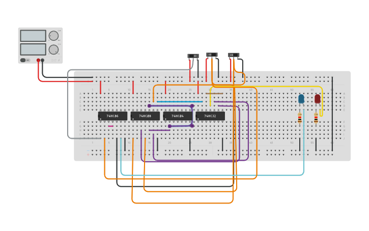 Circuit design IC74LS86/IC74LS08/IC74LS04/IC74LS32 3 Input | Tinkercad