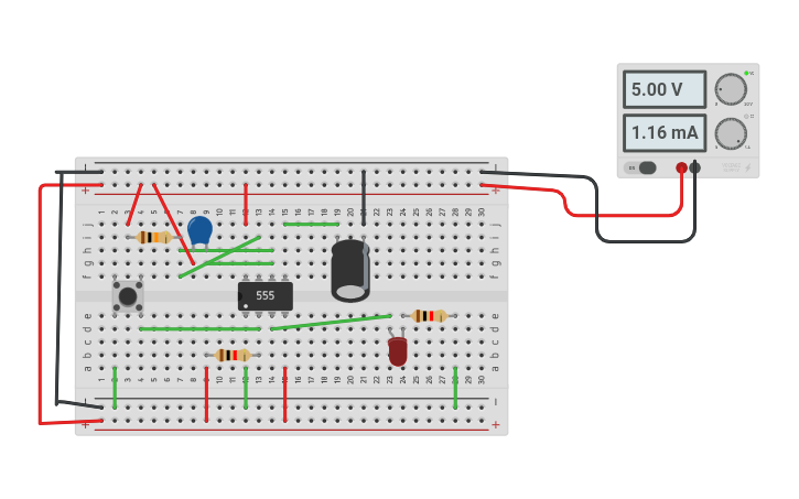 Circuit design Temporizador 555 - Tinkercad