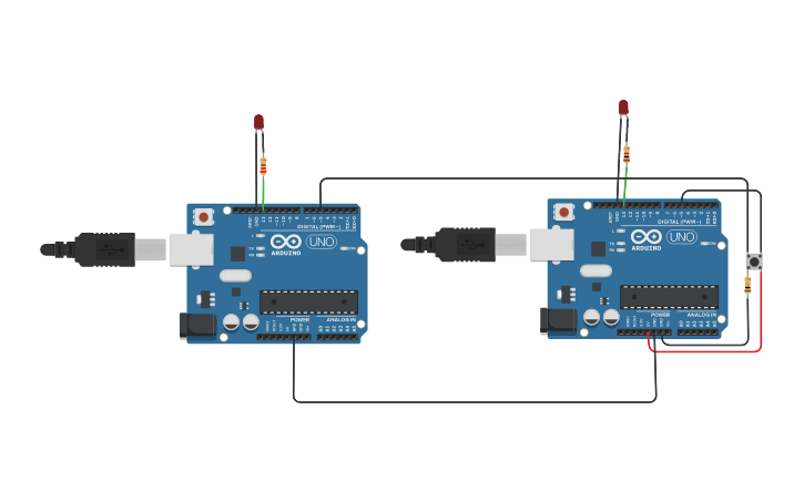 Circuit design Projeto 2 Arduinos | Tinkercad Circuit design Projeto 2 Arduinos | Tinkercad