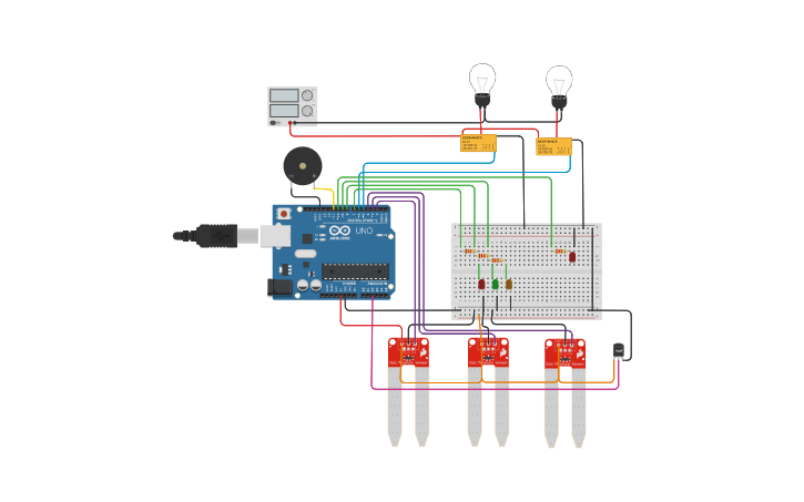 Circuit design Water Tank Level Control - Tinkercad