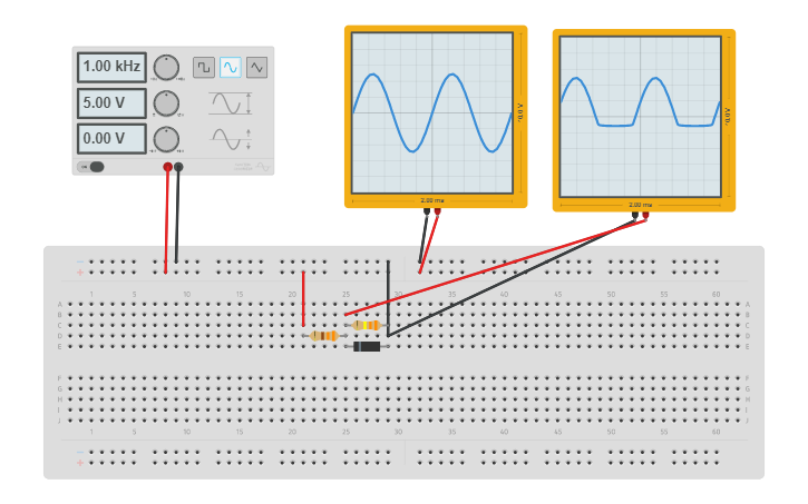 Circuit design NEGATIVE CLIPPER - Tinkercad