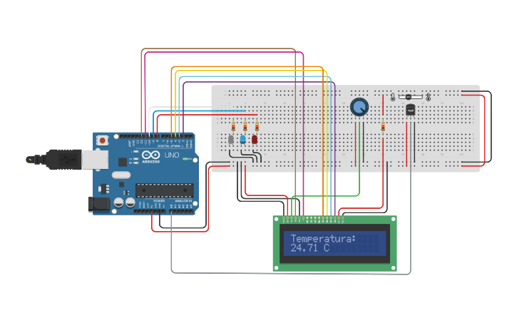 Circuit design Sensor de Temperatura - Tinkercad
