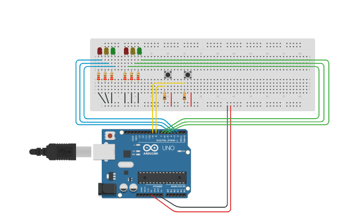 Circuit design Semaforo inteligente - Tinkercad