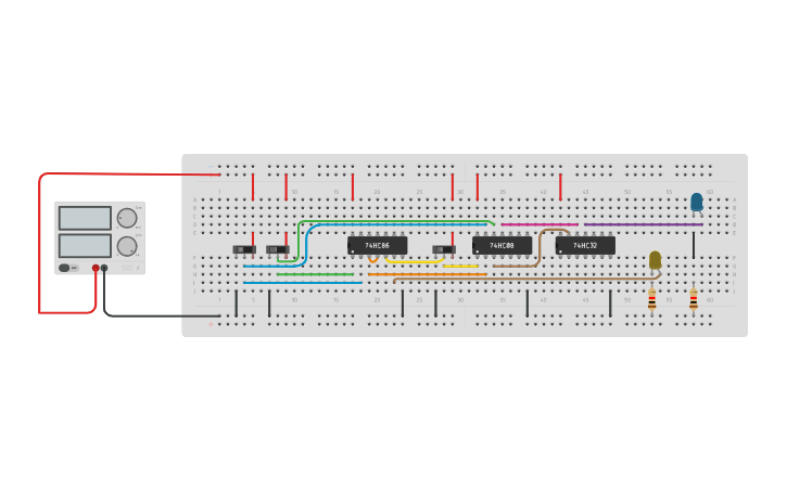 Circuit design FULL ADDER BASIC | Tinkercad Circuit design FULL ADDER BASIC | Tinkercad